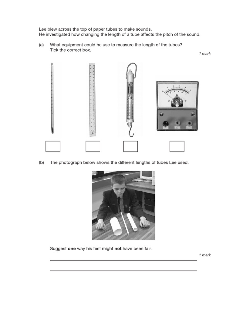 Year 7 Physics End of Alpha Term SAT Practice | PDF | Sound | Measurement