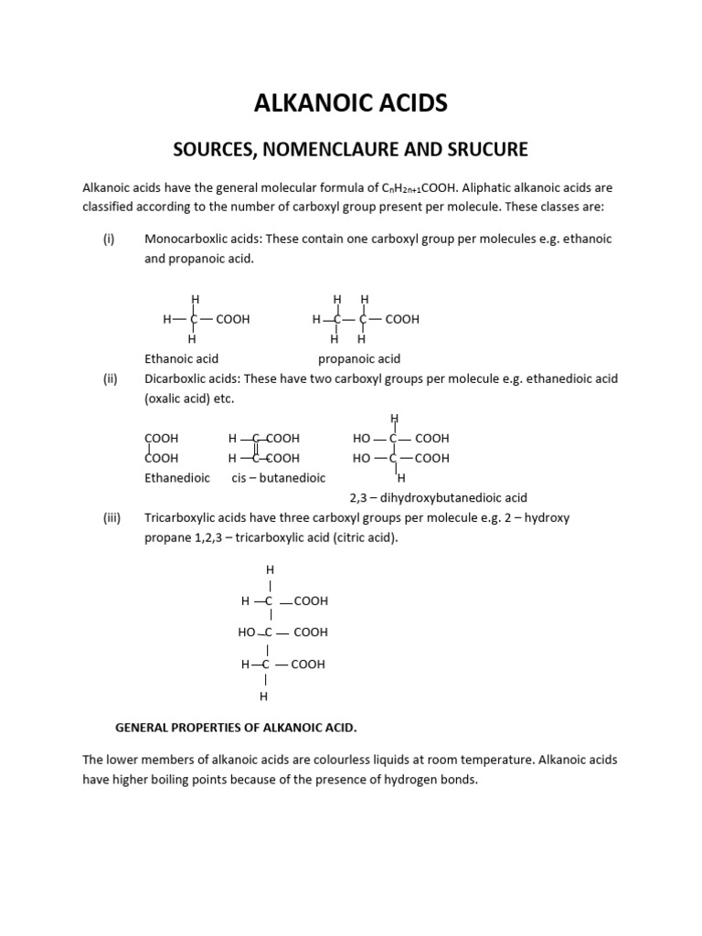 Alkanoic Acids | PDF | Science & Mathematics | Technology & Engineering