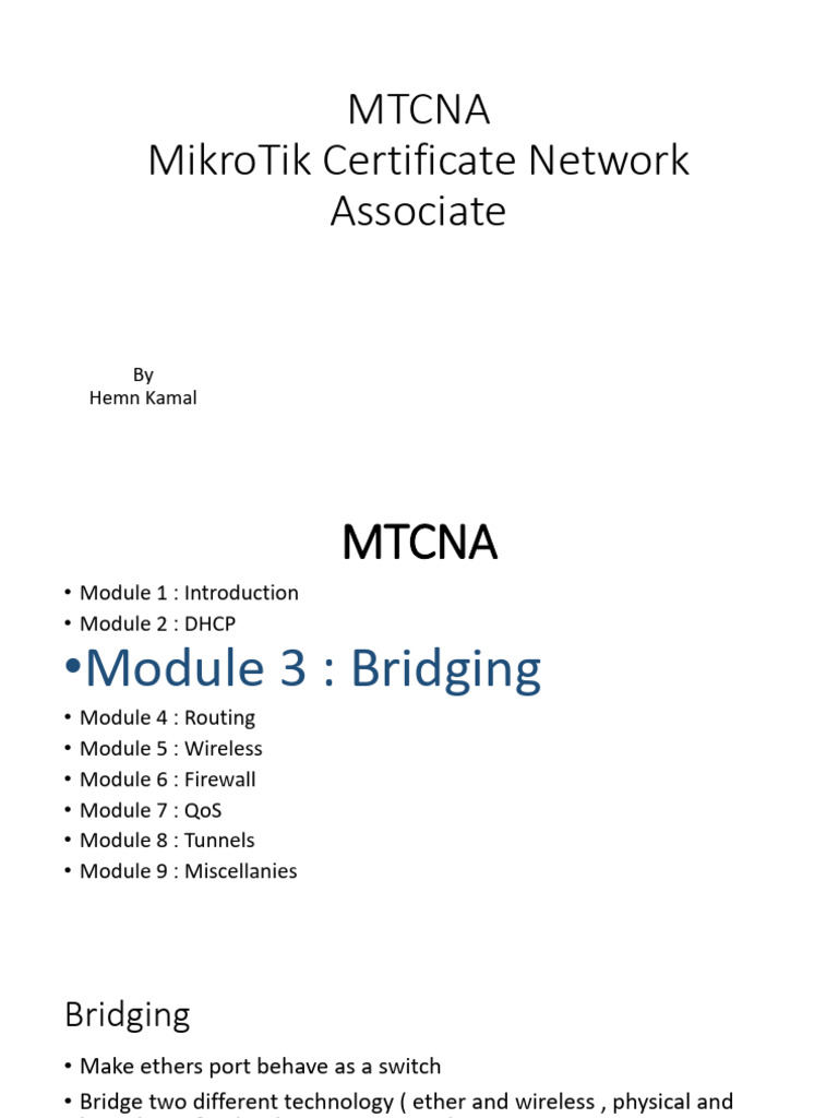 MTCNA3 - Bridging | PDF | Home & Garden | Computers