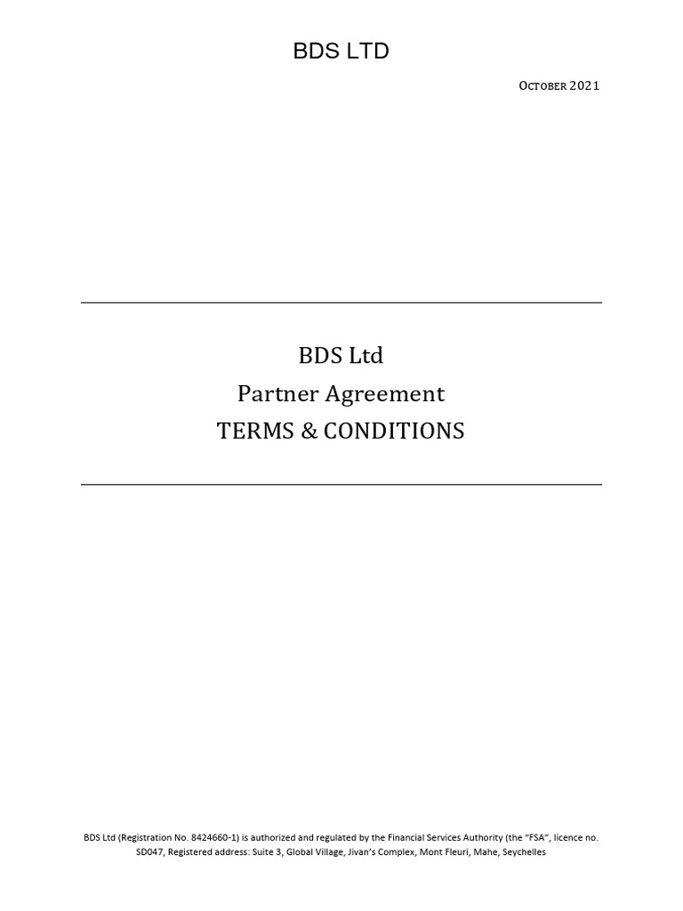 Partner Agreement BDS | PDF | Identity Document | Financial Services ...