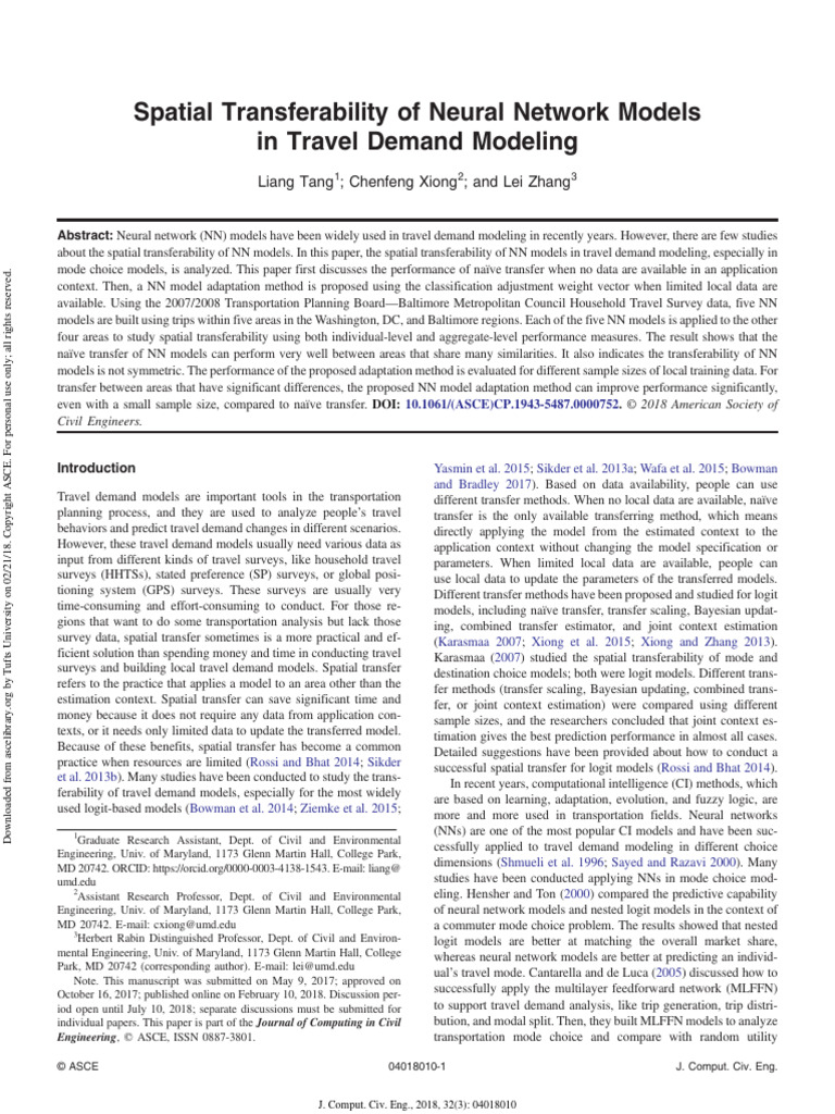 Spatial Transferability of Neural Network Models | PDF | Artificial Neural Network | Applied ...