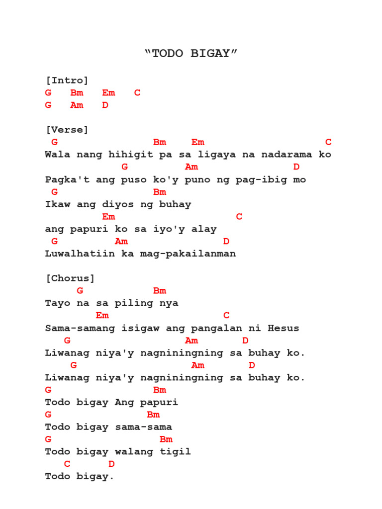 Todo Bigay Chords | PDF