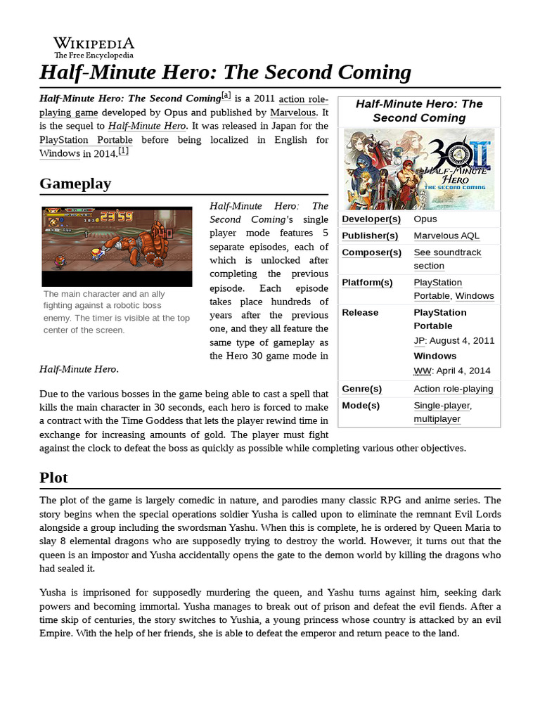 Half-Minute Hero The Second Coming | PDF | Video Game Gameplay