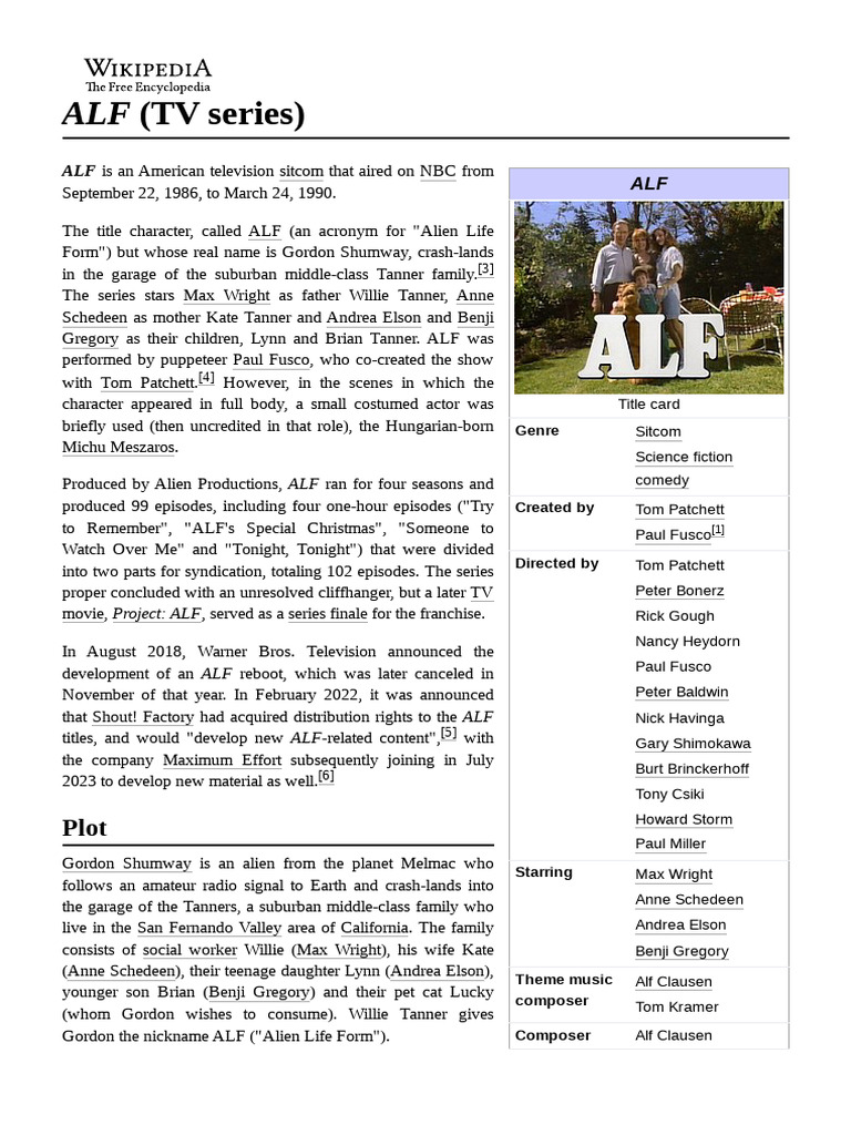 ALF (TV Series) | PDF | Television