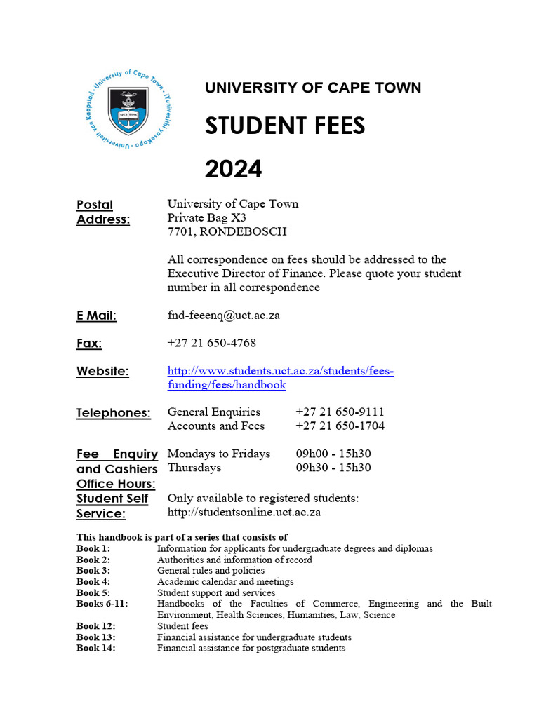 UCT Student Fees Handbook 2024 | PDF | Fee | Credit Card