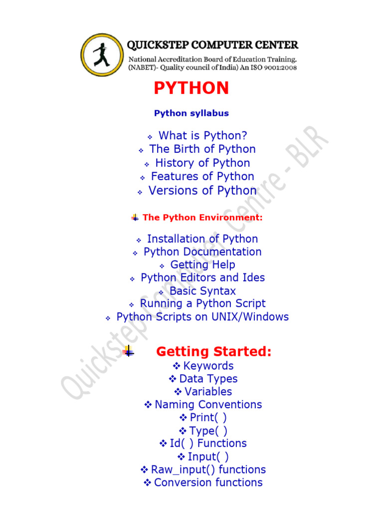 Comprehensive Python Syllabus Guide | PDF | Control Flow | Python (Programming Language)