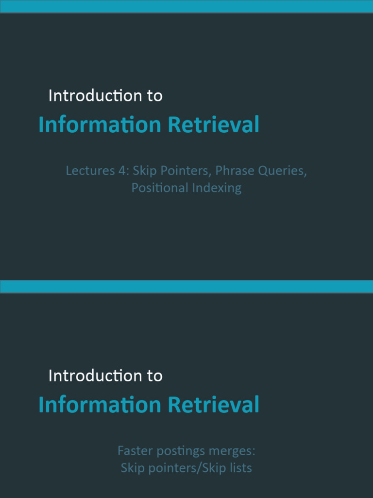 IR Lec04 Skip Ptrs Phrase Queries Indexing | PDF | Information ...