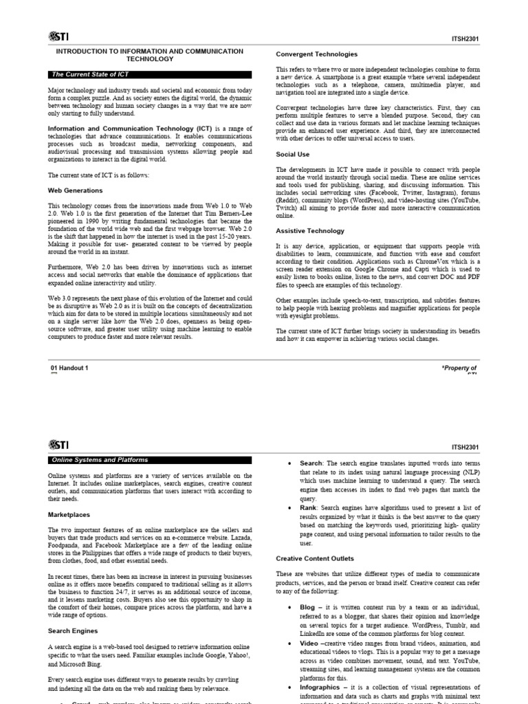01 Handout 1 Communication | PDF | World Wide Web | Internet & Web