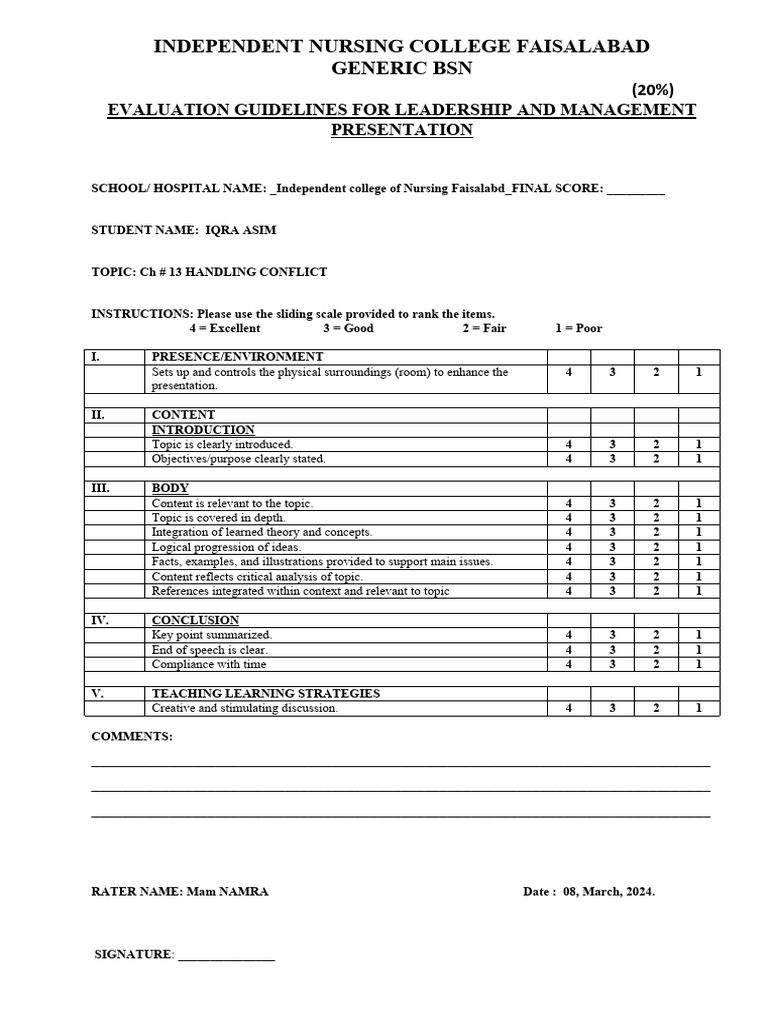 Evaluation Form Leadership | PDF | Critical Thinking | Cognition