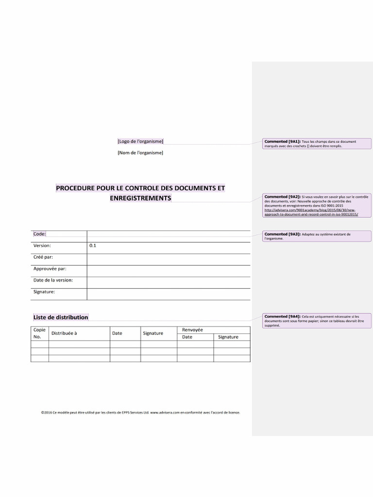 00 Procedure Pour Le Controle Des Documents Et Des Enregistrements Premium FR | PDF