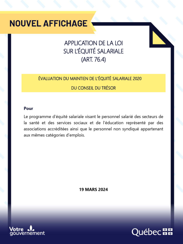 Équité salariale 2020 : nouvel affichage 2024 | PDF