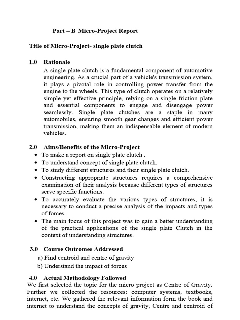 Microproject Plan B Format | PDF | Clutch | Friction