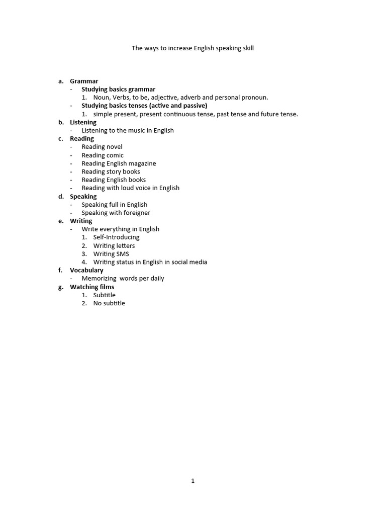 English Speaking Skills Guide | PDF | English Language | Grammatical Tense