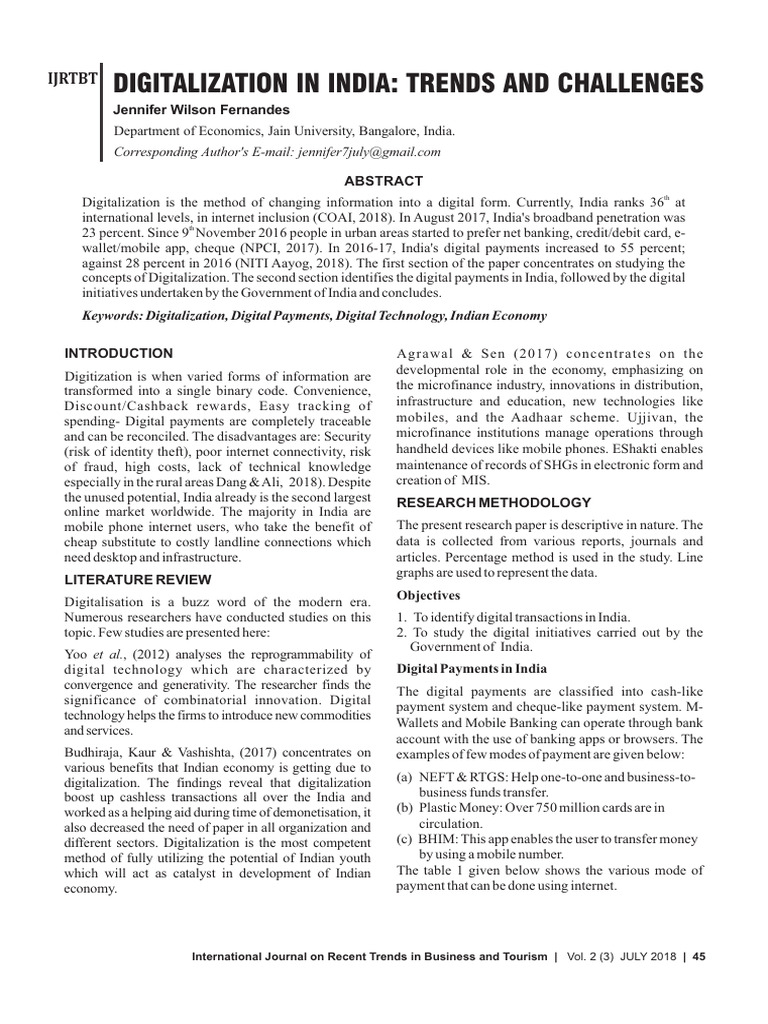 Digitalization in India: Trends and Challenges: Ijrtbt | PDF | Banking ...