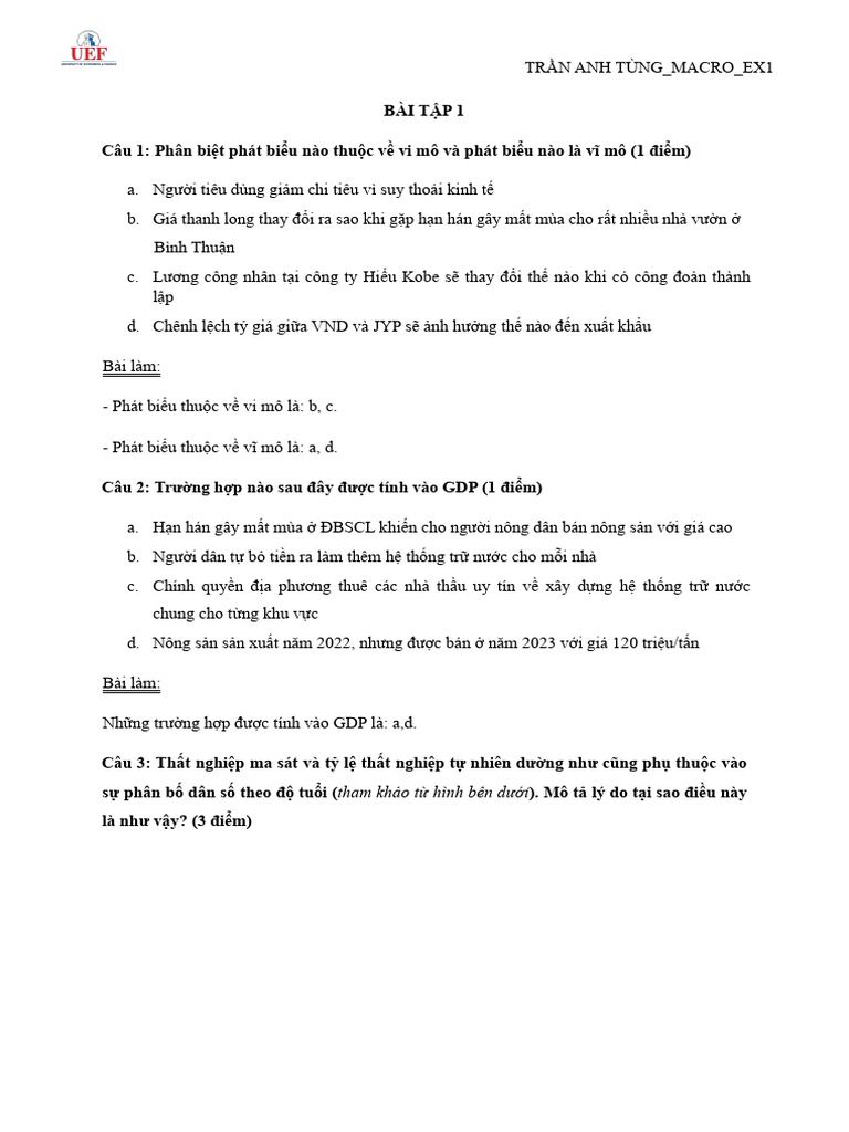 BT1 - Kinh tế vĩ mô | PDF