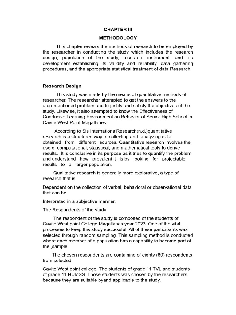 Chapter 3 | PDF | Methodology | Quantitative Research