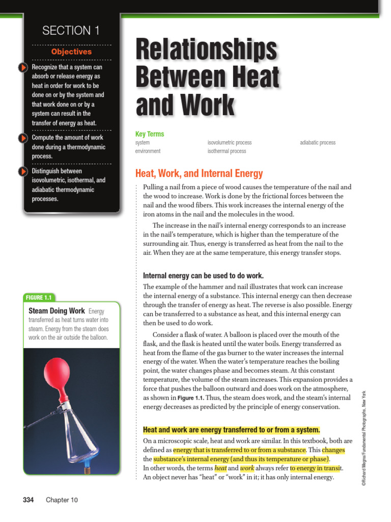 10.1 Relationships Between Heat & Work | PDF | Heat | Gases