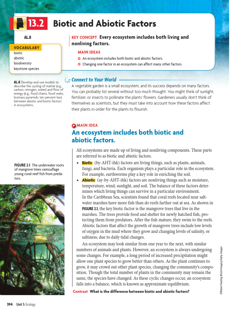 13.2 Biotic & Abiotic Factors | PDF | Ecosystem | Biodiversity