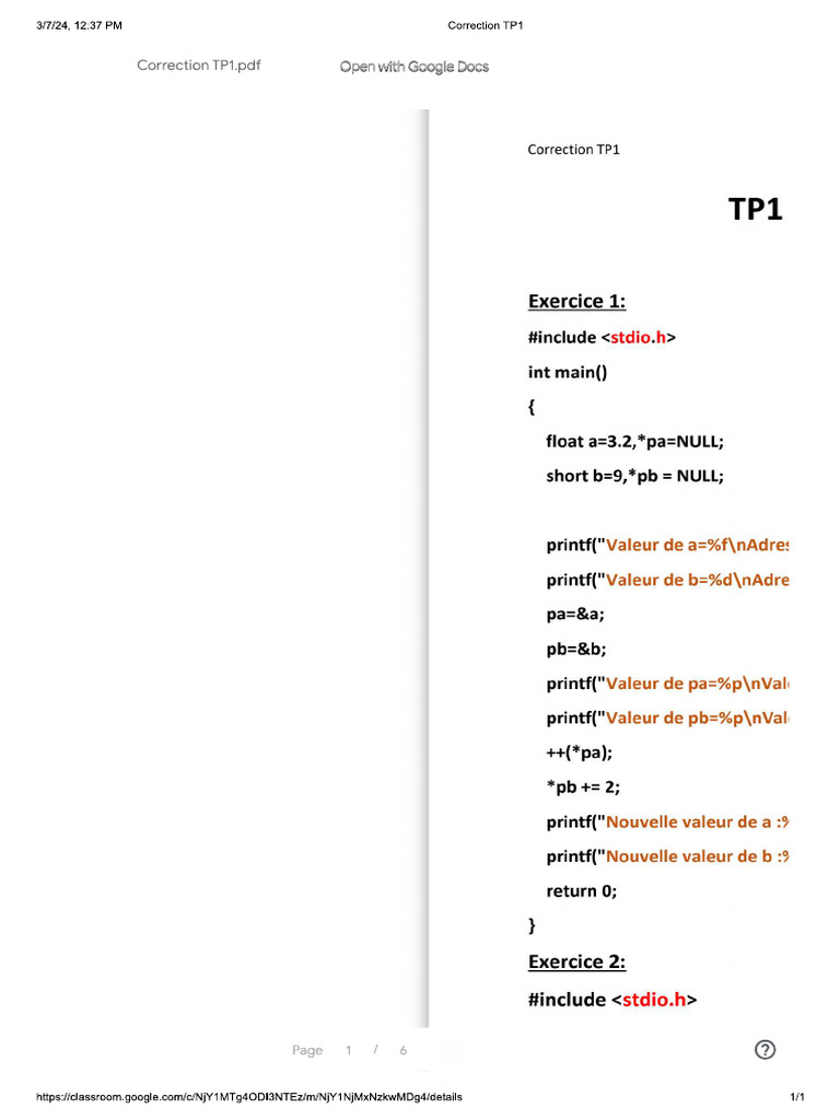 tp1 Correction | PDF