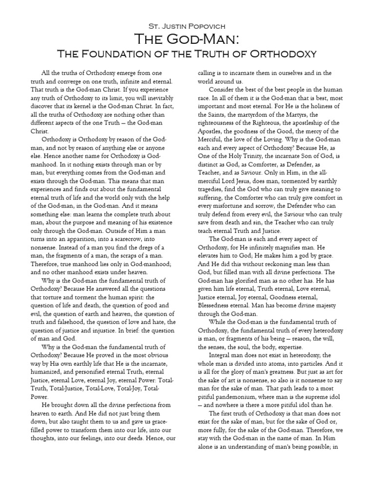 St. Justin Popovich-The God-Man | PDF
