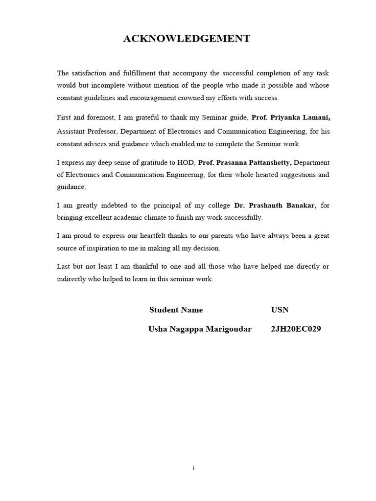 Seminar - Acknowledgment and Declaration - 2 | PDF