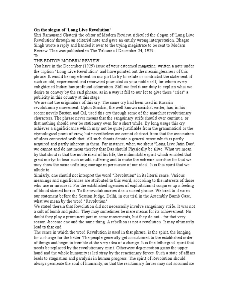 On The Slogan of 'Long Live Revolution' | PDF | Philosophical Theories
