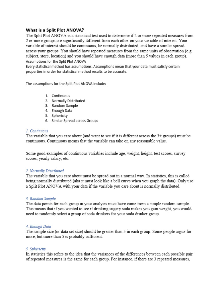 What is a Split Plot ANOVA | PDF | Analysis Of Variance | Statistics