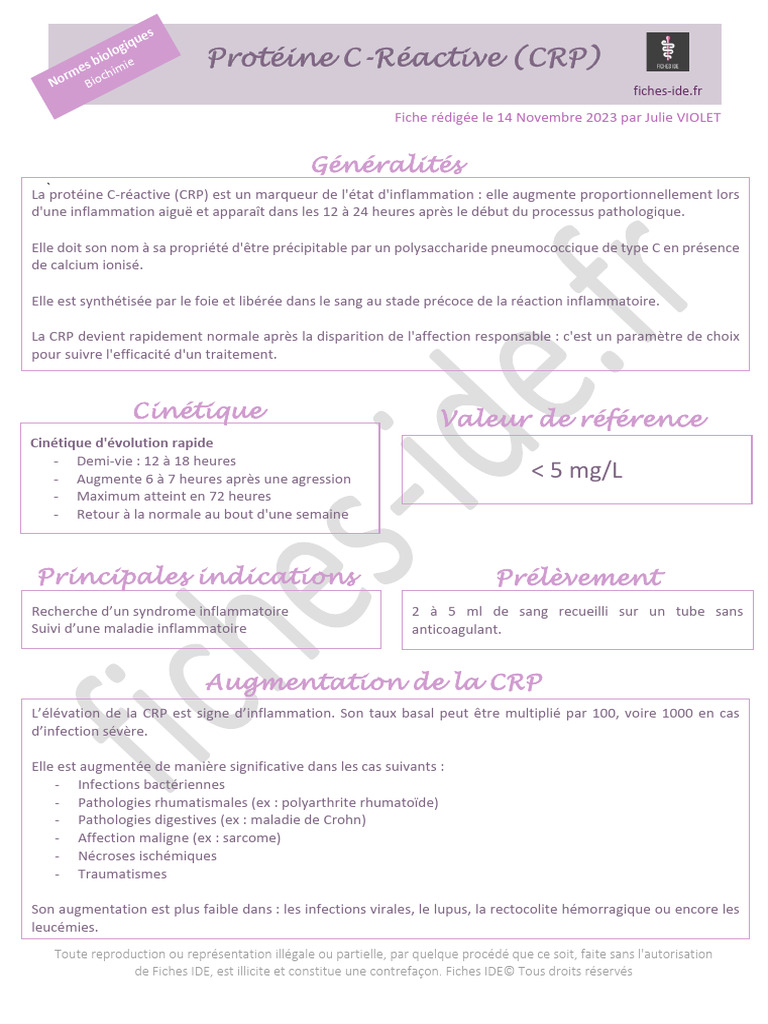 Proteine C Reactive CRP | PDF