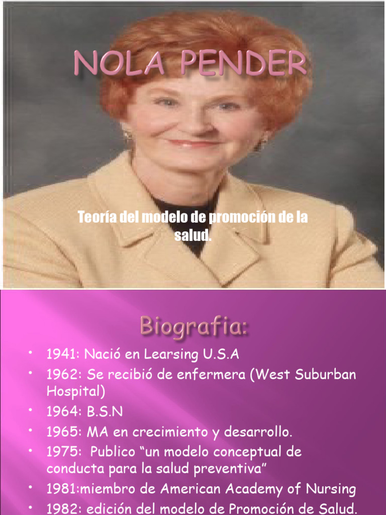 Presentacion Nola Pender Teorias | PDF | Comportamiento | Enfermería
