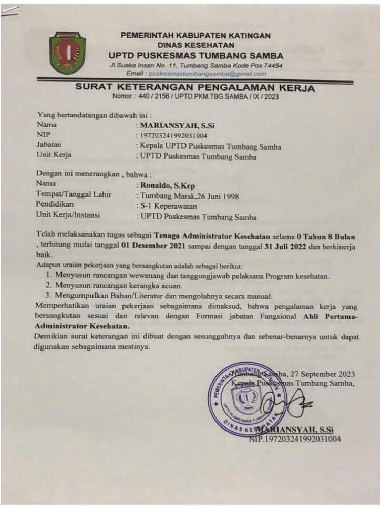 Surat Aktif Kerja Dan SPK | PDF