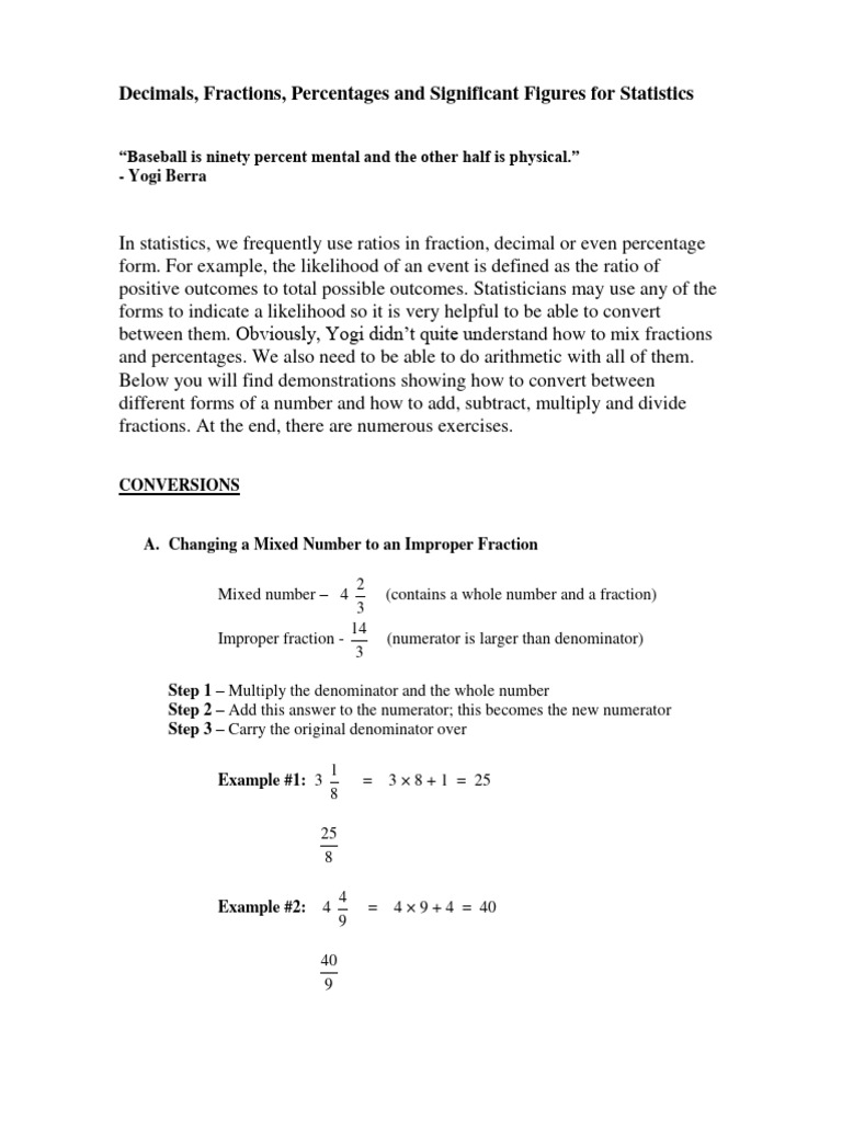 Decimal Fraction Percent | PDF | Percentage | Division (Mathematics)