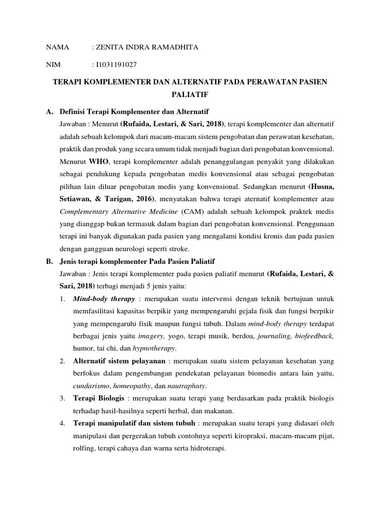 Terapi Komplementer Pada Pasien Paliatif | PDF | Pengembangan Diri | Kesehatan Holistik