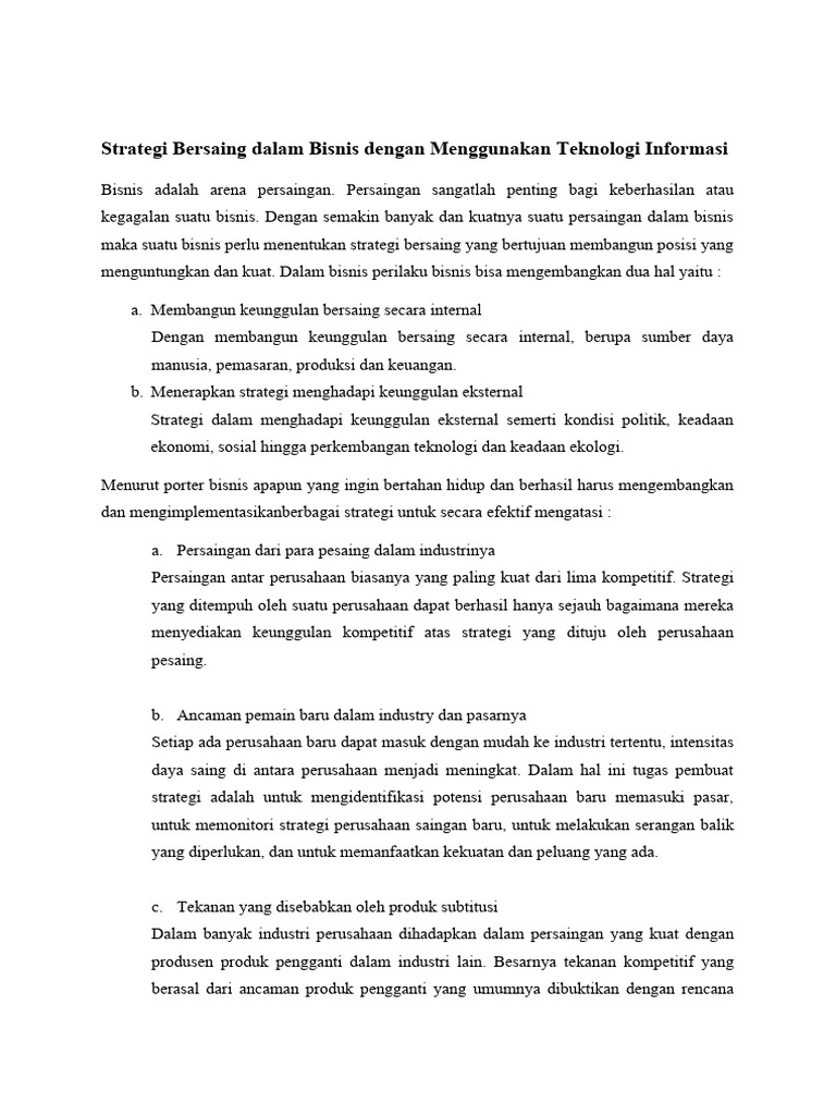 Strategi Bersaing dengan TI | PDF