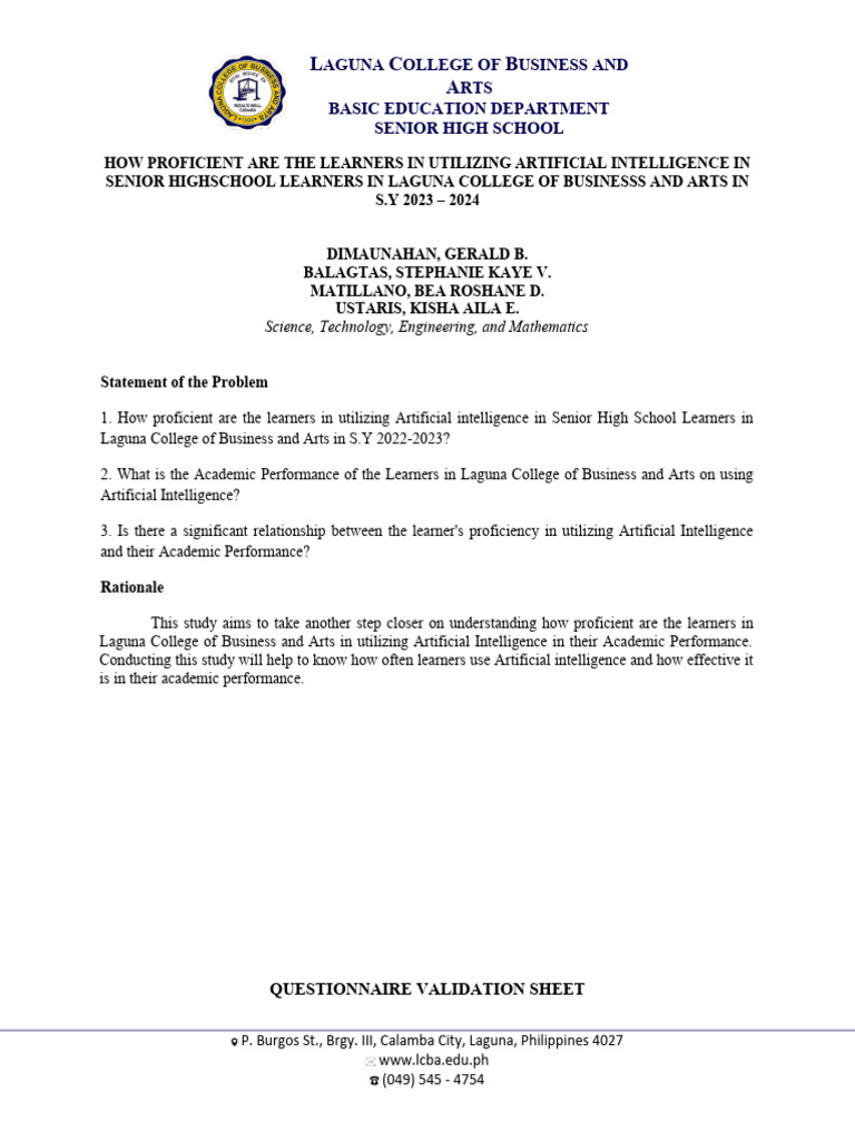 Research Instrument To Be Validated GROUP 2 | PDF | Behavior ...