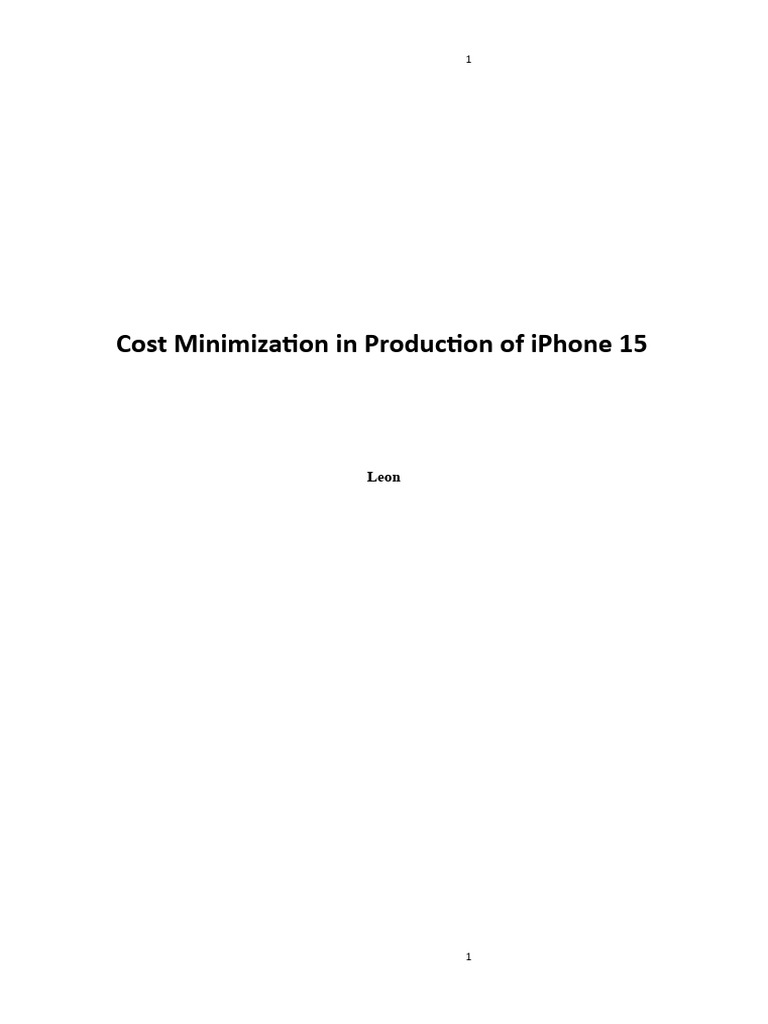 Math Cost Minimization in Production of Iphone 15 | PDF | Mathematical Optimization | Linear ...
