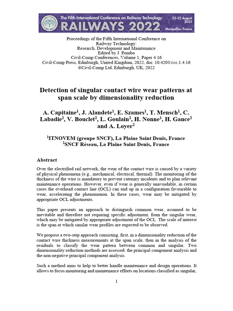Detecting Singular Wear in Contact Wires | PDF | Principal Component ...