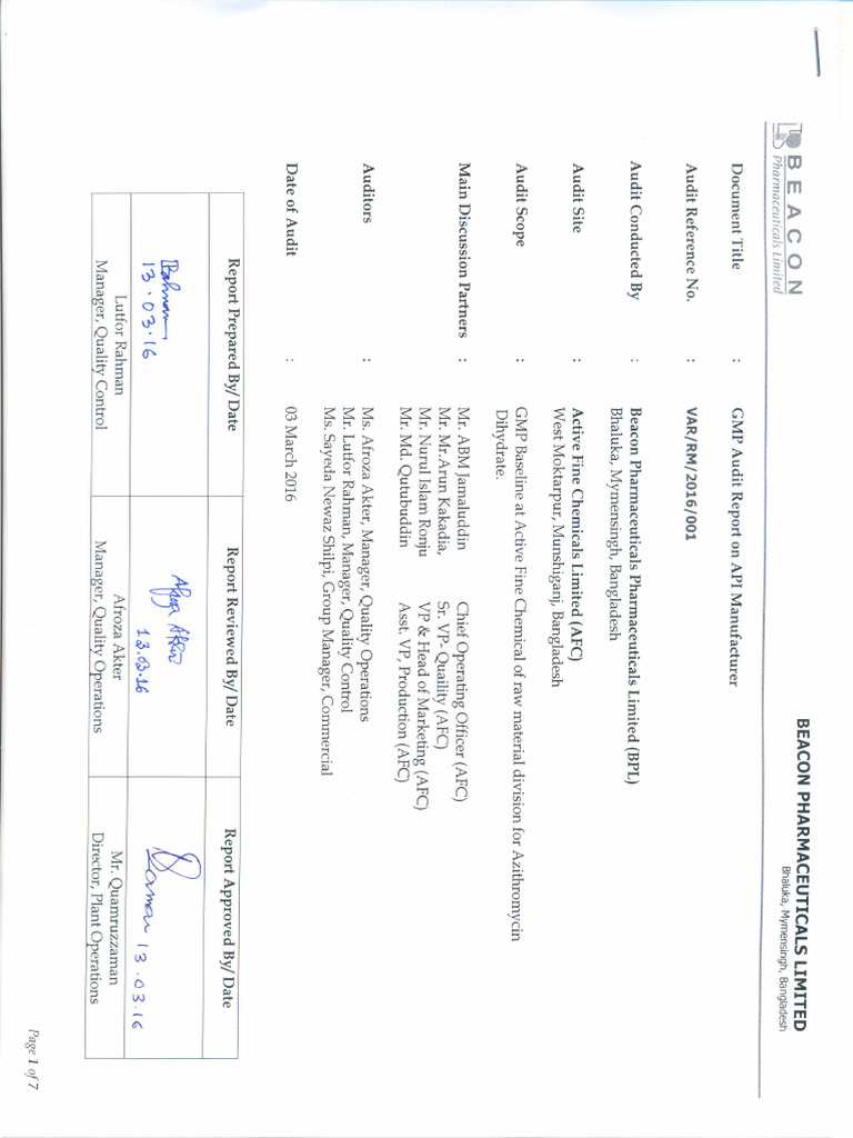 Vendor Audit Report - Beacon | PDF