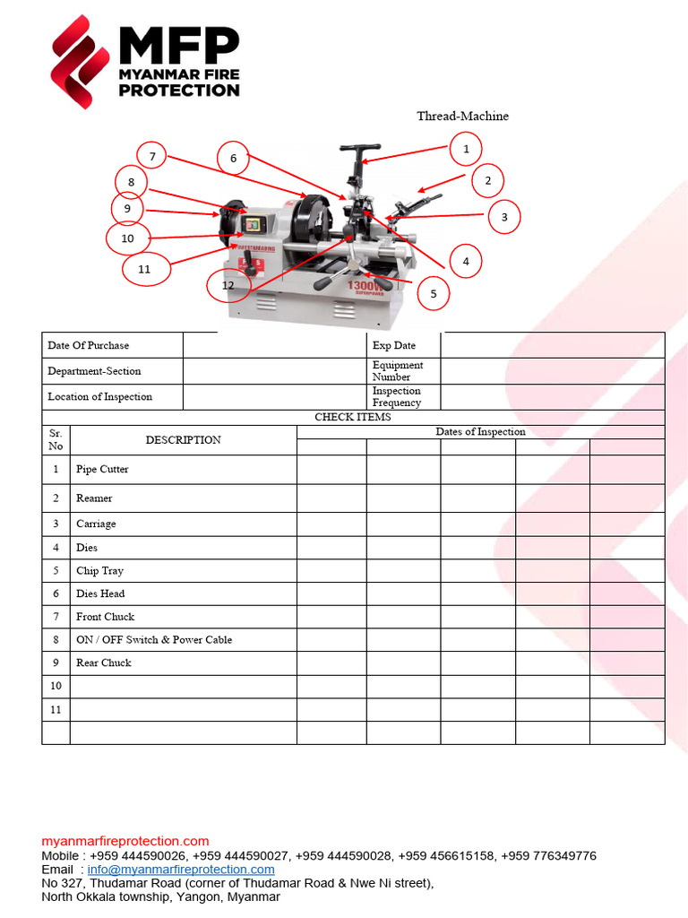 Thread Machine Inspection Check List | PDF