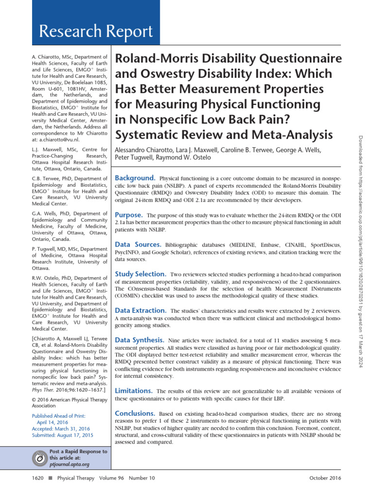 PTJ 1620 | PDF | Validity (Statistics) | Meta Analysis