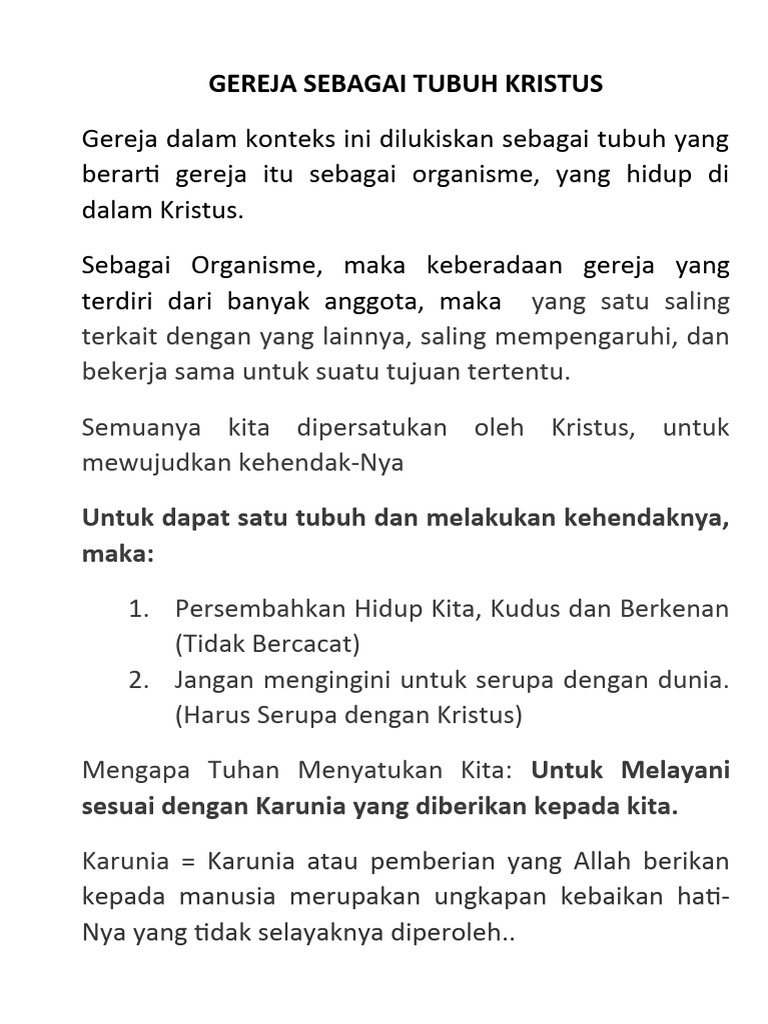 Makna Gereja sebagai Tubuh Kristus | PDF