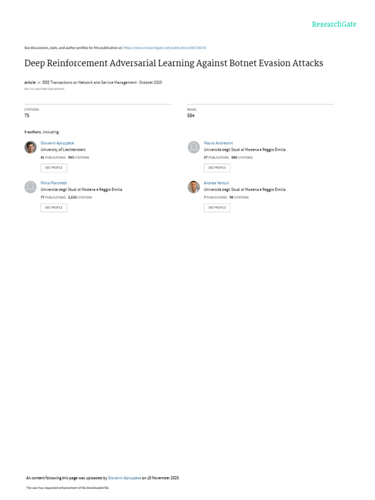Apruzzese TNSM | PDF | Machine Learning | Computing
