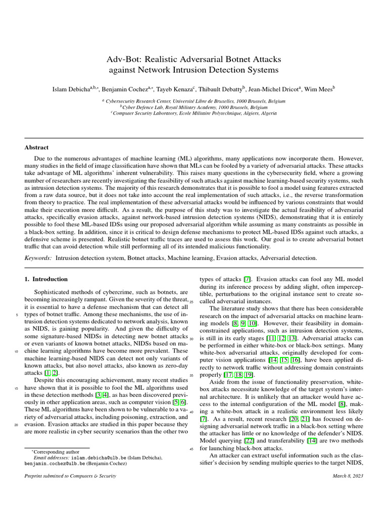 Adv Bot Realistic Adversarial Botnet Attacks Against Network Intrusion