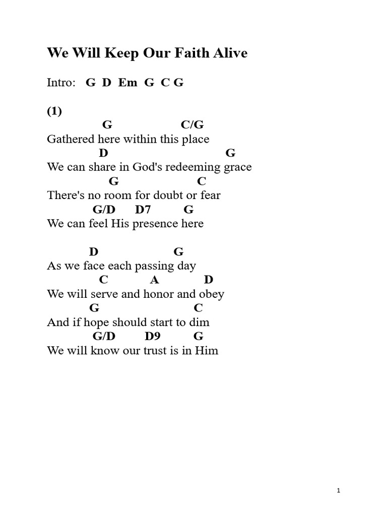 We Will Keep Our Faith Alive Lyrics | PDF