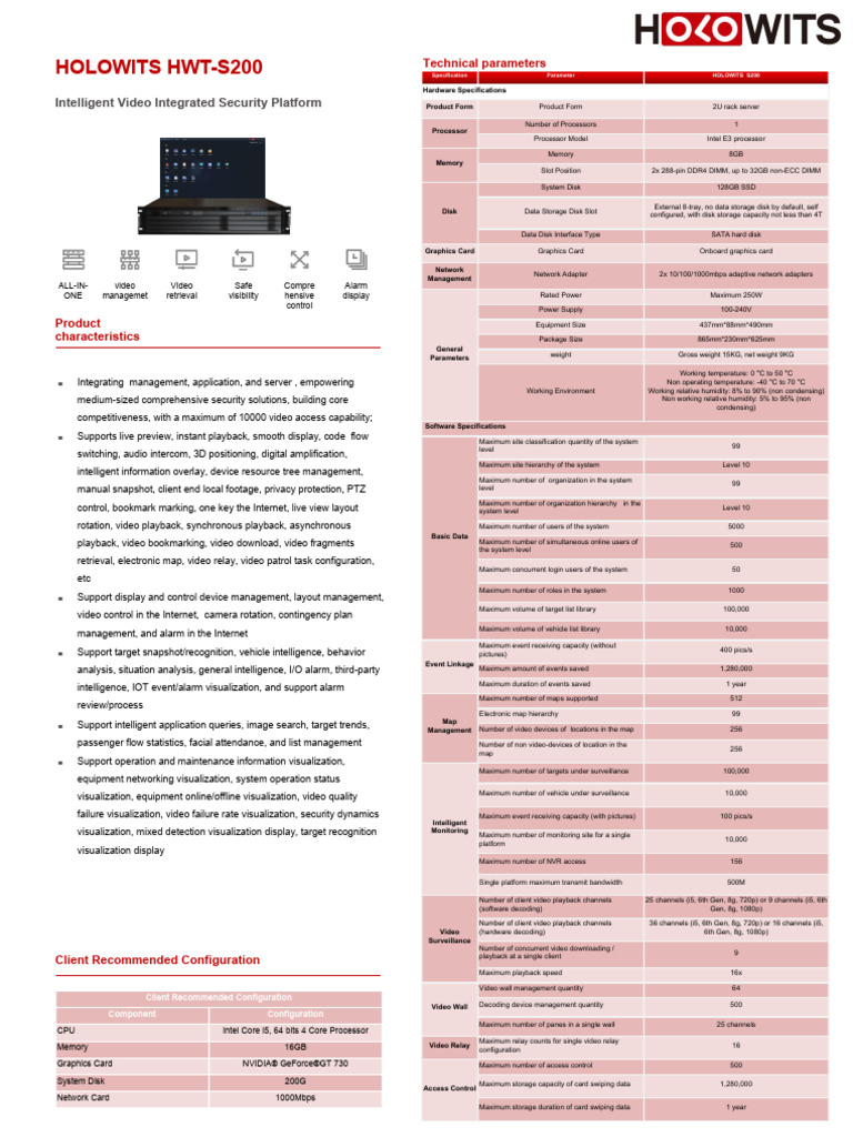 (Datasheet) HOLOWITS HWT-S200 - v2.0 | PDF | Computer Data Storage | Video