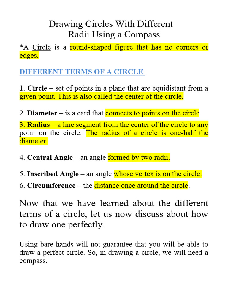 Drawing Circles with a Compass Guide | PDF | Circle | Radius