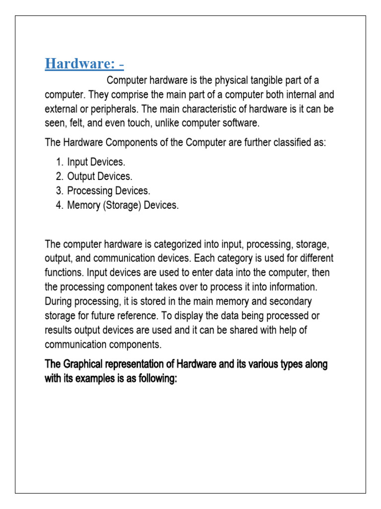 Hardware Components Classification | PDF