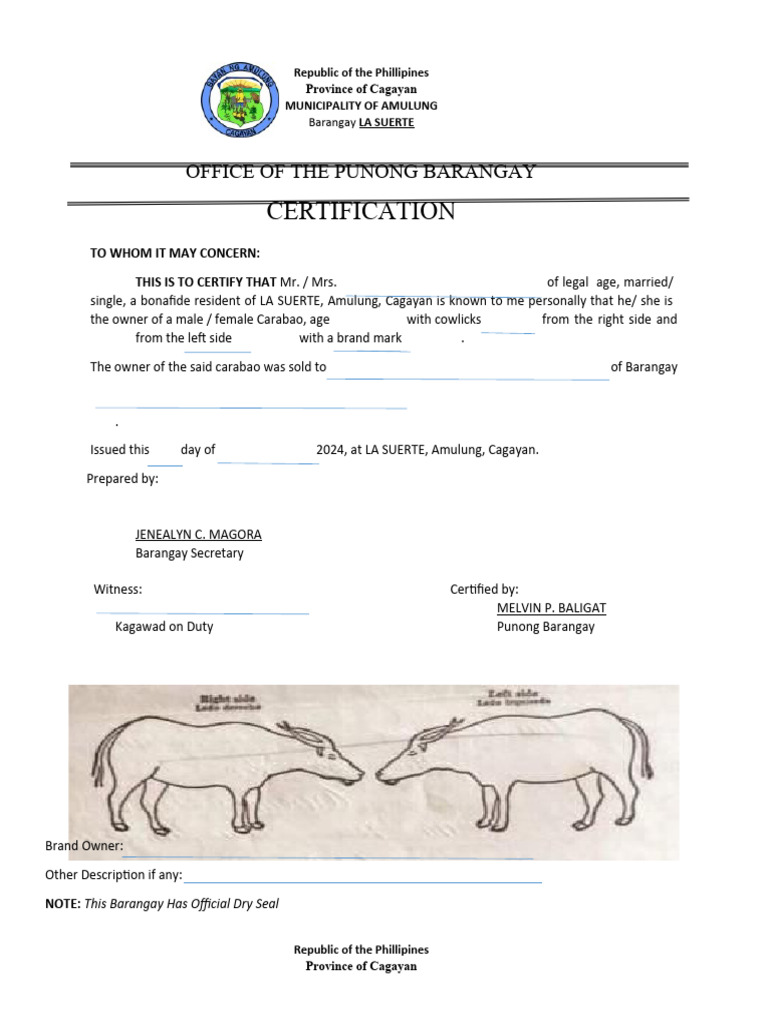 Certification For Cattle Buyer | PDF