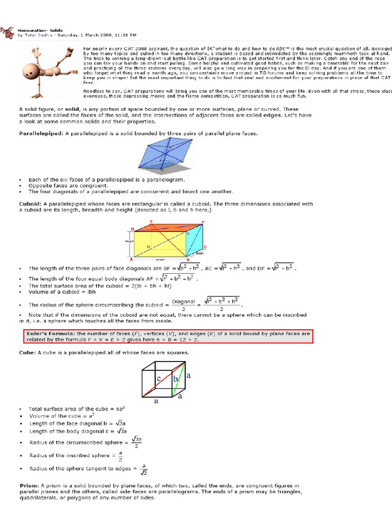 Mensuration Solids | PDF