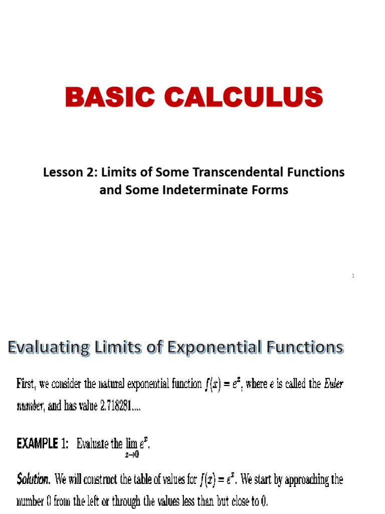 Limits of Transcendental Functions | PDF