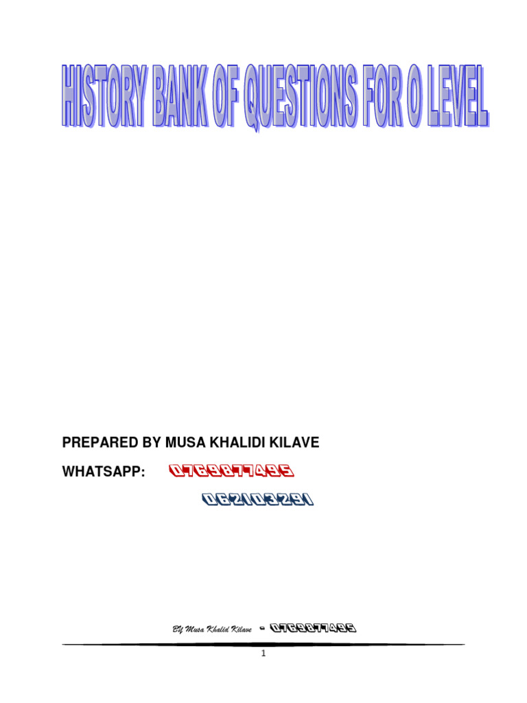 History Bank of Questions For Olevel | PDF | Atlantic Slave Trade ...